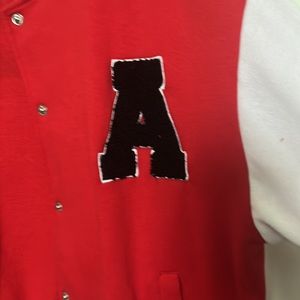 Jackets & Coats | Red White Black Lettering Varsity Jacket In Big Bold ...